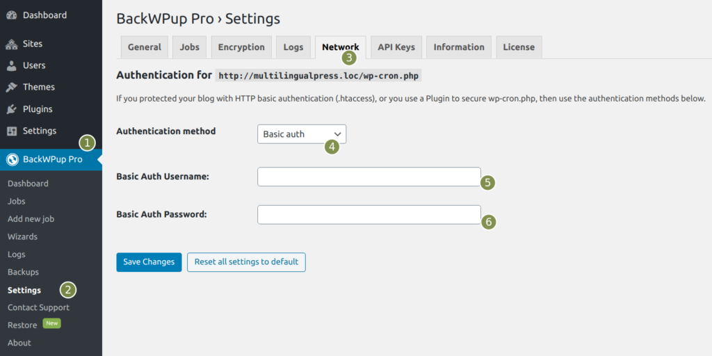 Backup With HTTP Basic Authentication htaccess BackWPup Docs
