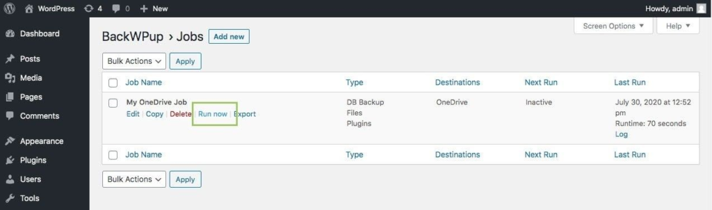 How to backup WordPress to OneDrive – BackWPup Docs