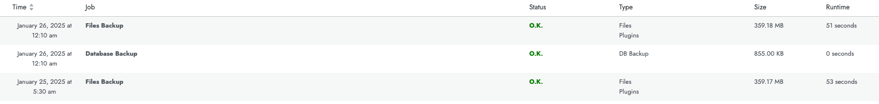 View the log of a backup job – BackWPup Docs